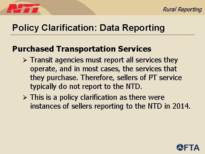 National Transit Database NTD 2 0 Reporting for