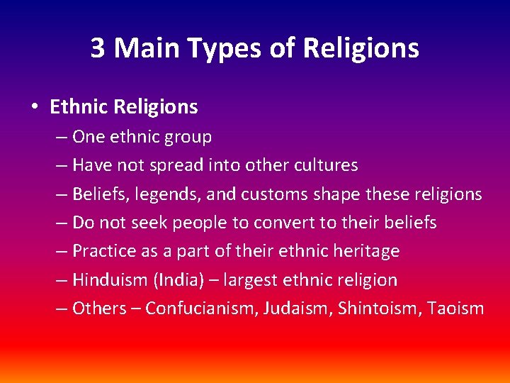 Cultural Conflict Ethnicities and Religion A World Divided