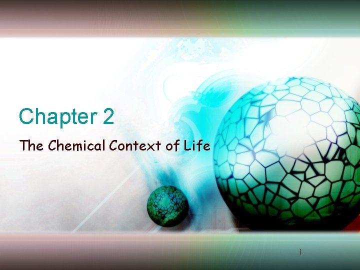 Chapter 2 The Chemical Context of Life 1
