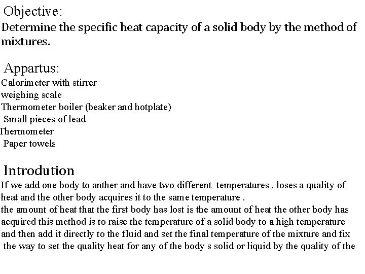 The specific heat of a solid body by