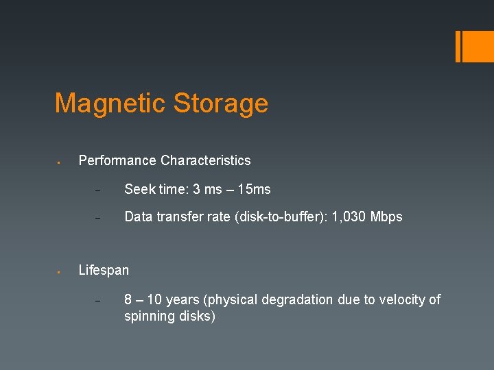 Future Storage Options Ethan Kern David Miranda Overview