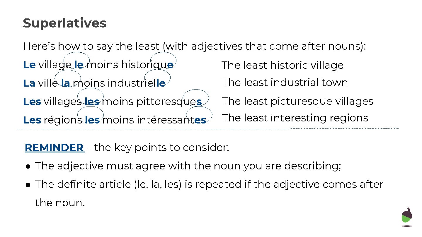 French Describing a region 4 5 Using superlatives