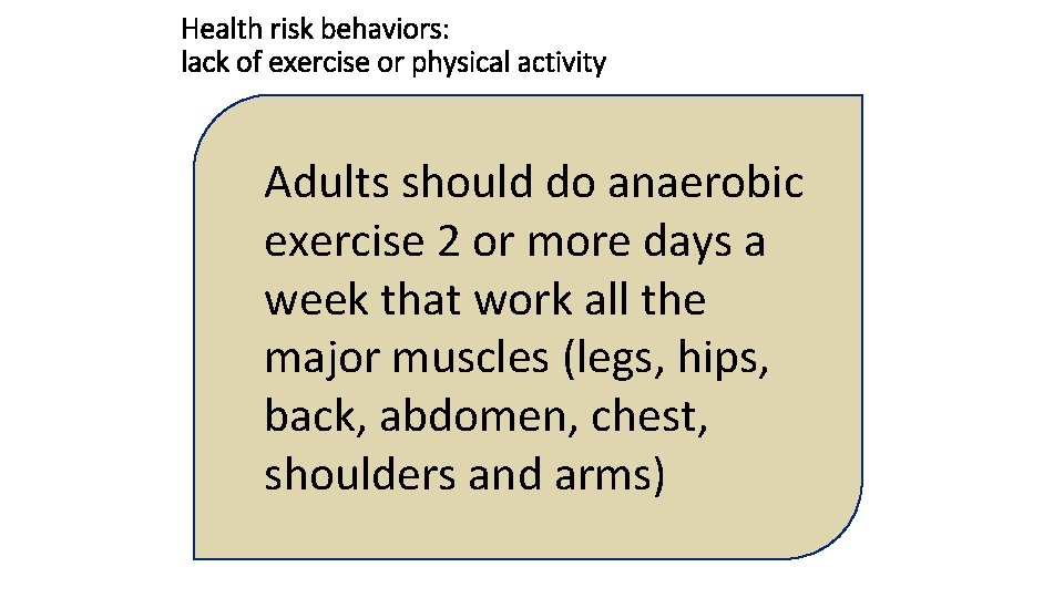 Exercise Health risk behaviors lack of exercise or