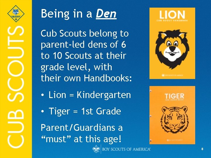 Pack to Cub Scouting 1 What is Cub