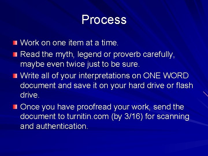 Myth Legends Proverbs Project Interpretations Instructions Instructions You