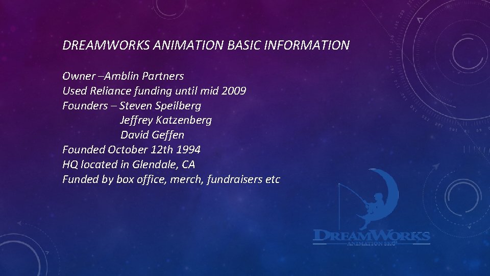 DREAMWORKS ANIMATION MARIA BOREHAM DREAMWORKS ANIMATION BASIC INFORMATION