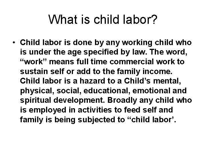 Child labour Introduction about the project This project