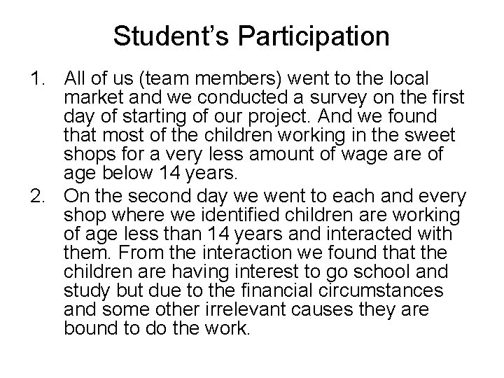 Child labour Introduction about the project This project