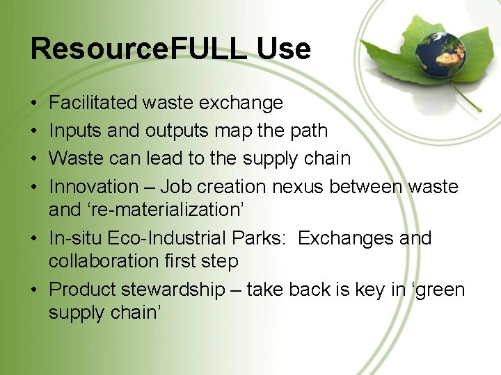 Resource Full Use Building a Zero Waste Supply