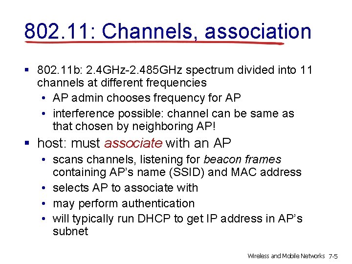 Chapter 7 Wireless and Mobile Networks Lu Su