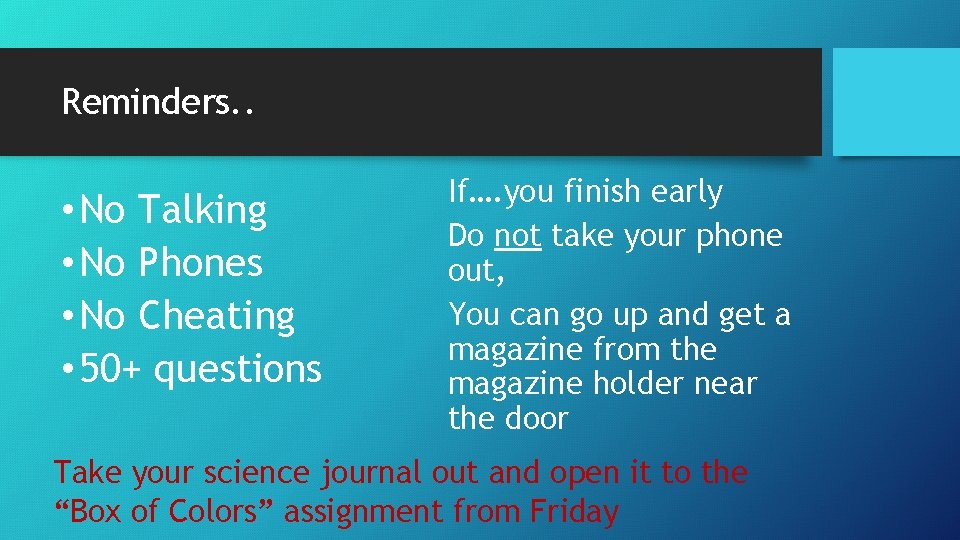 Look for links after you submit bell work