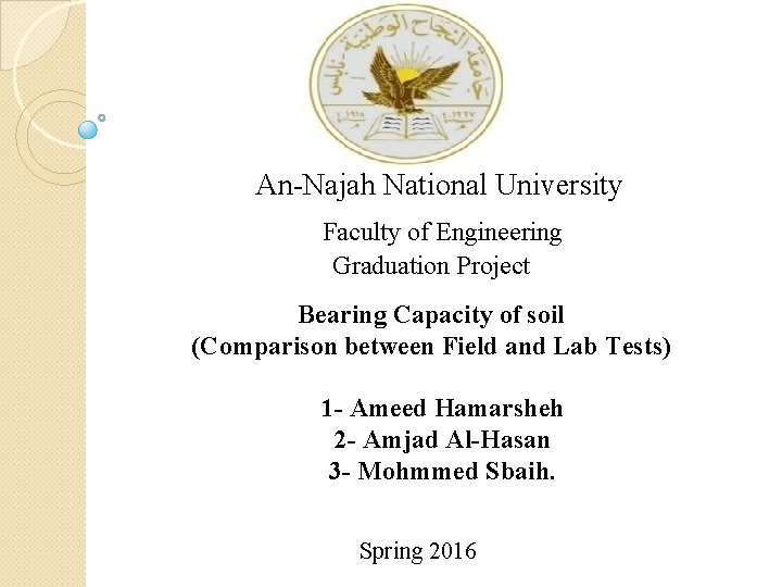 AnNajah National University Faculty of Engineering Graduation Project