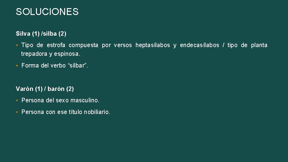 Ejercicios de Semntica I 2 de Bacharelato EJERCICIO