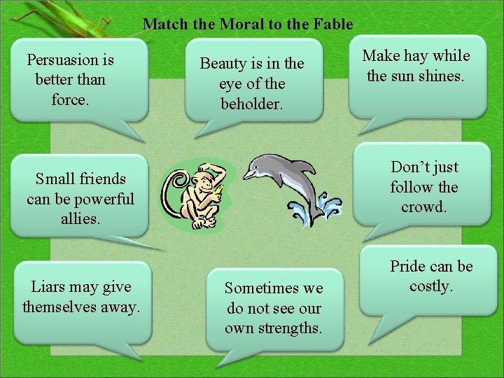 Fables Fable Definition A short tale used to