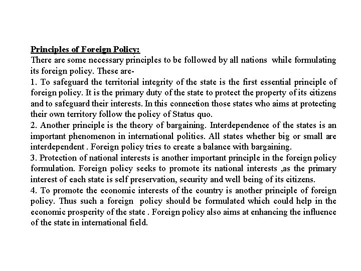 Foreign Policy formulation B A Fourth Semester Major