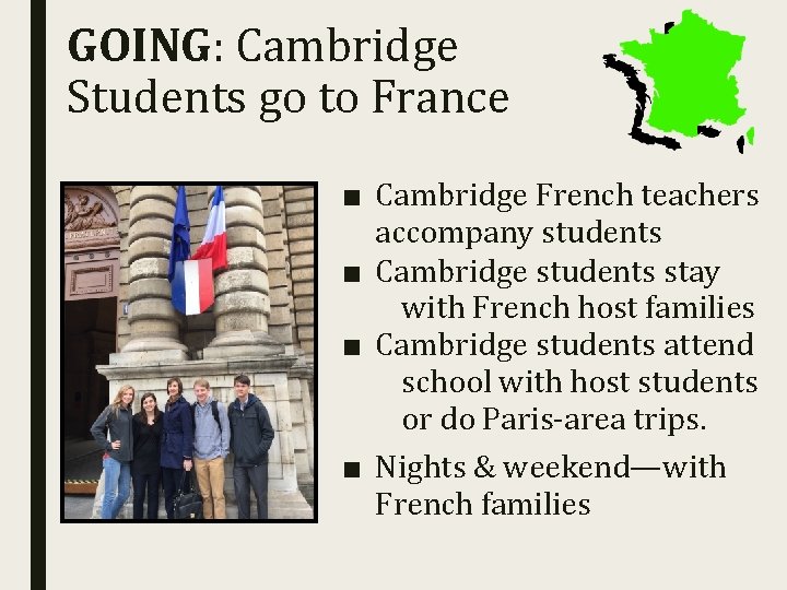 SEVENTH ANNUAL FRENCH EXCHANGE PROGRAM 2021 2022 Cambridge