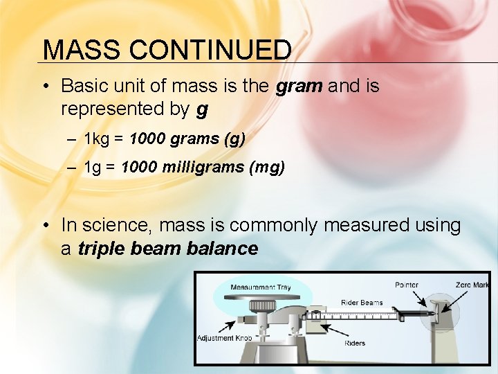 METRIC MEASUREMENT BACKGROUND The metric system also referred