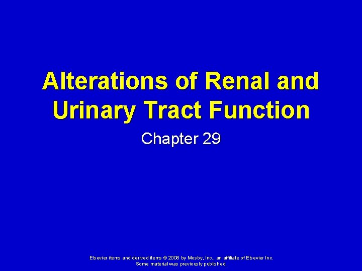 Alterations of Renal and Urinary Tract Function Chapter