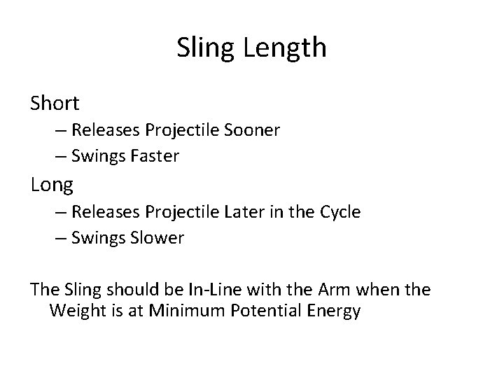 The Variables of a Trebuchet Some Simple Some