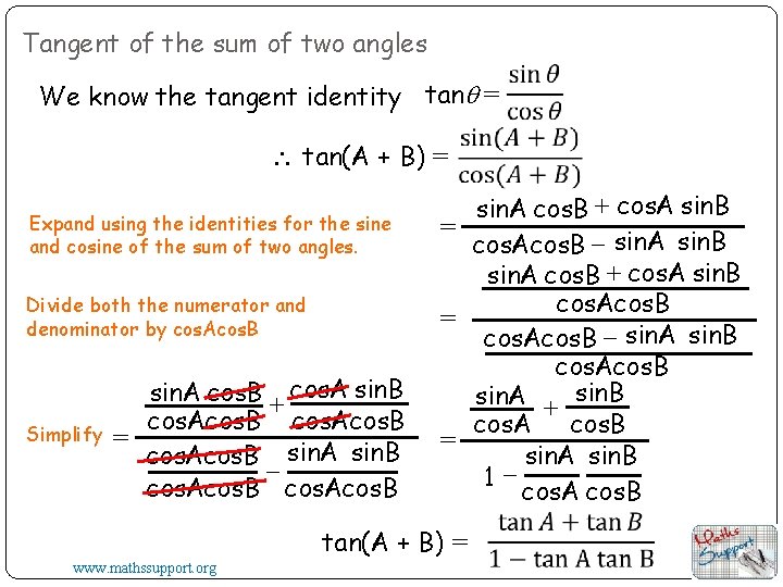 28 December 2021 Compound angle identities LO To