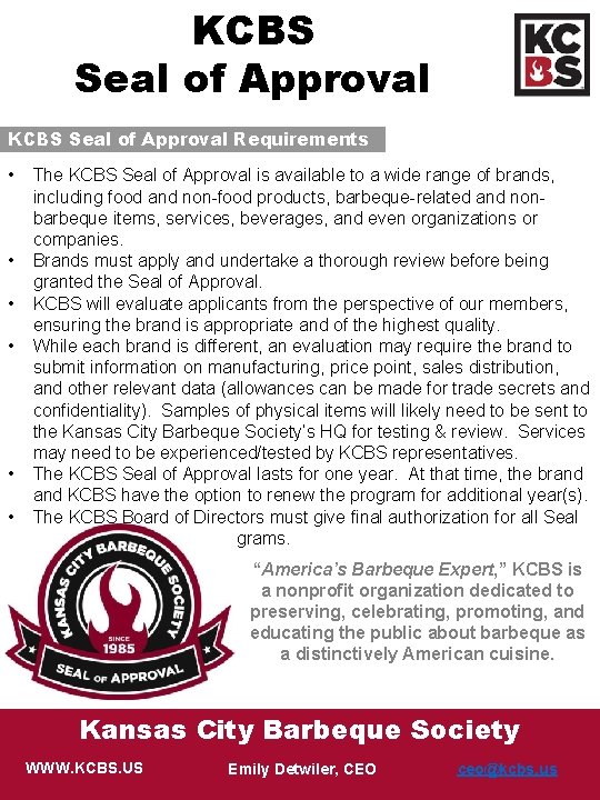 KCBS Seal of Approval The Kansas City Barbeque