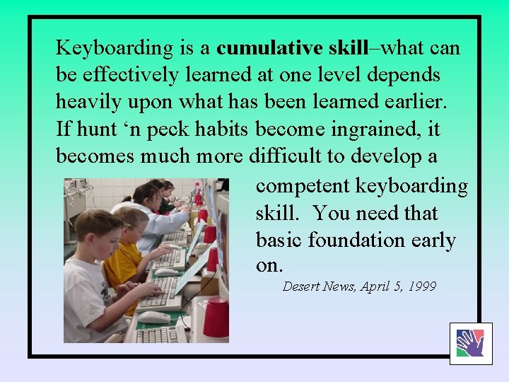 Methods of Instruction for Teaching Keyboarding Excerpts from