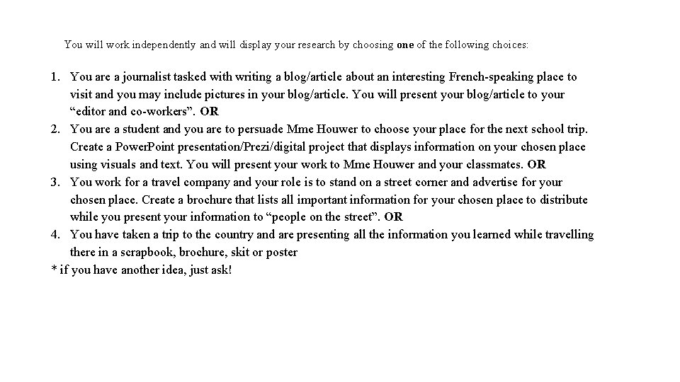 Francophone Culture Grade 7 in the Americas Grade