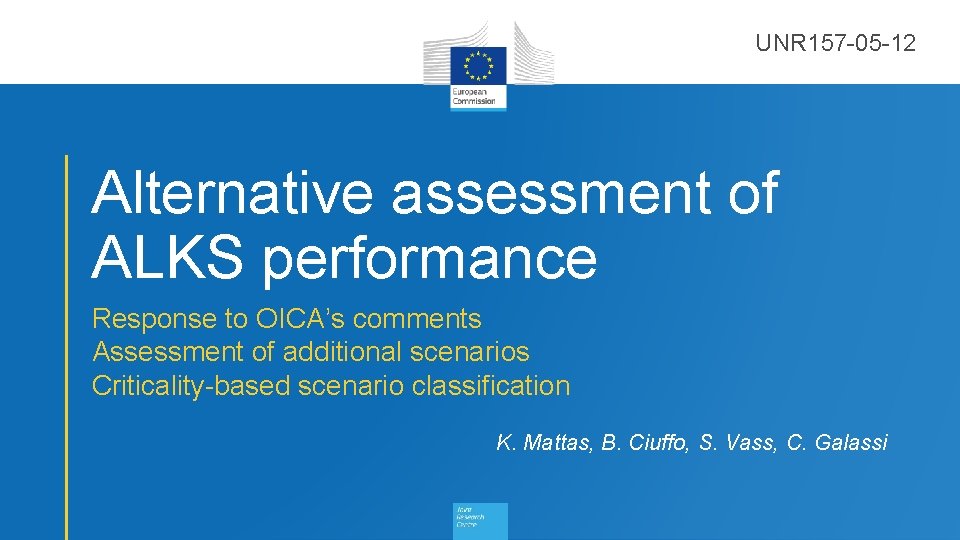 UNR 157 05 12 Alternative assessment of ALKS