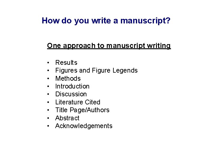 Manuscript Writing When Journal Selection How do you