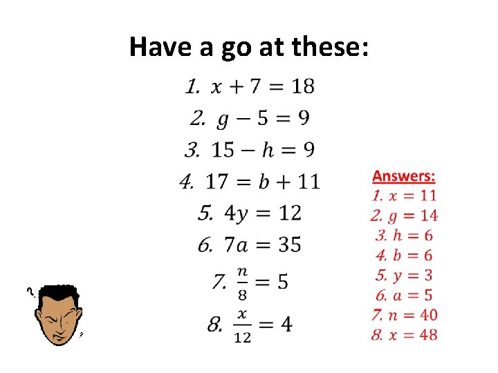 Solving Linear Equations Grades D to B Starter