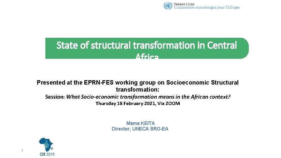 State of structural transformation in Central Africa Presented