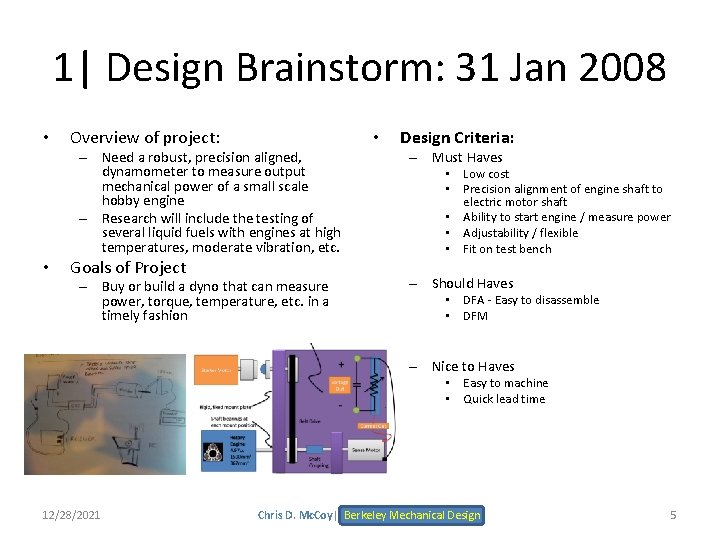 1 Design Brainstorm Overview of project Design Criteria