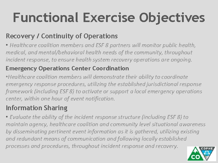 The Functional Exercise Executive Briefing Overview This slide
