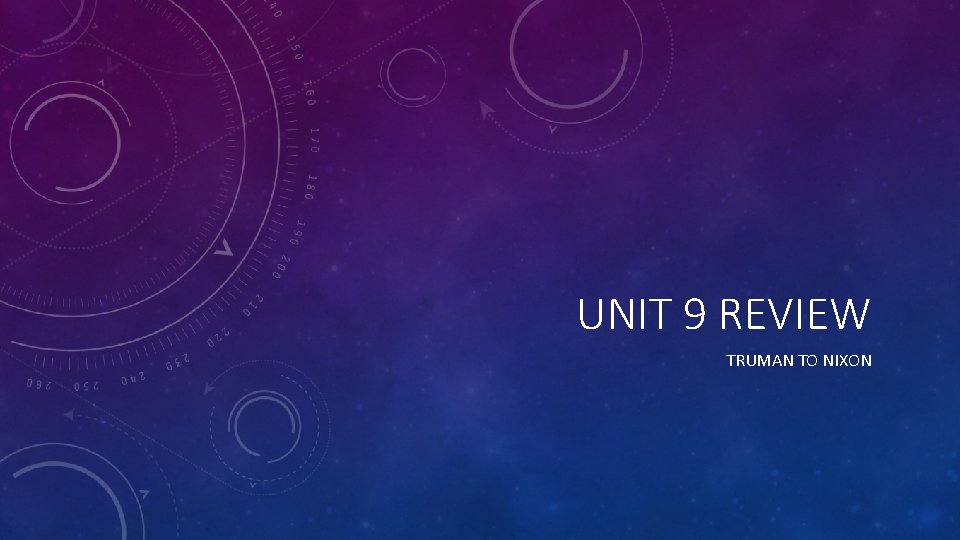 UNIT 9 REVIEW TRUMAN TO NIXON COLD WAR