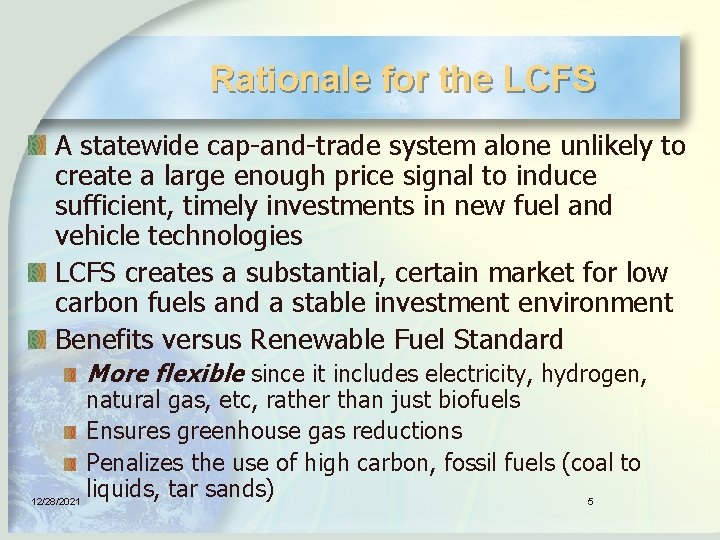 The Low Carbon Fuel Standard Dan Skopec Climate