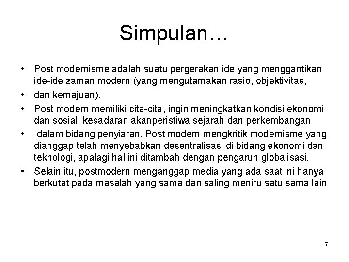 Filsafat Post Modernisme FH UNIKOM 2020 1 Latar