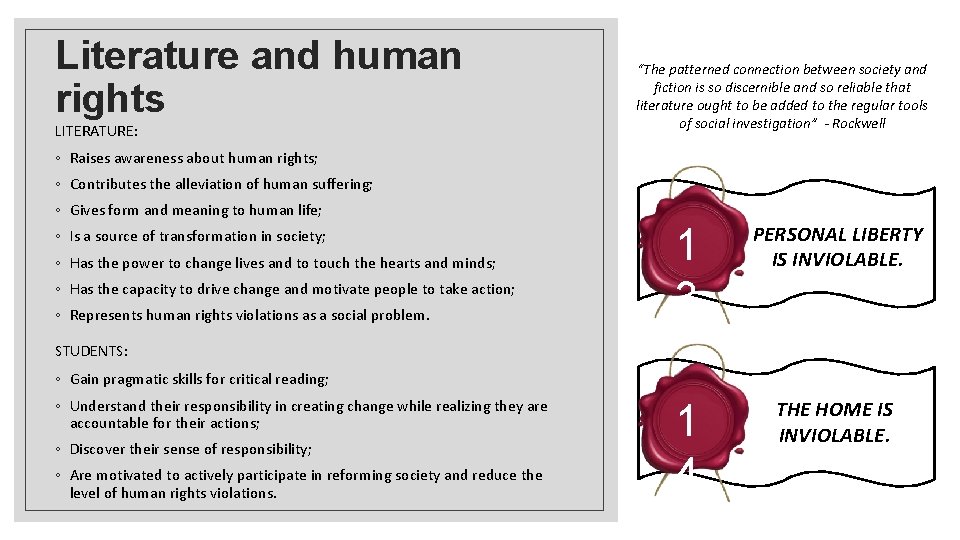 Literature and human rights LITERATURE The patterned connection