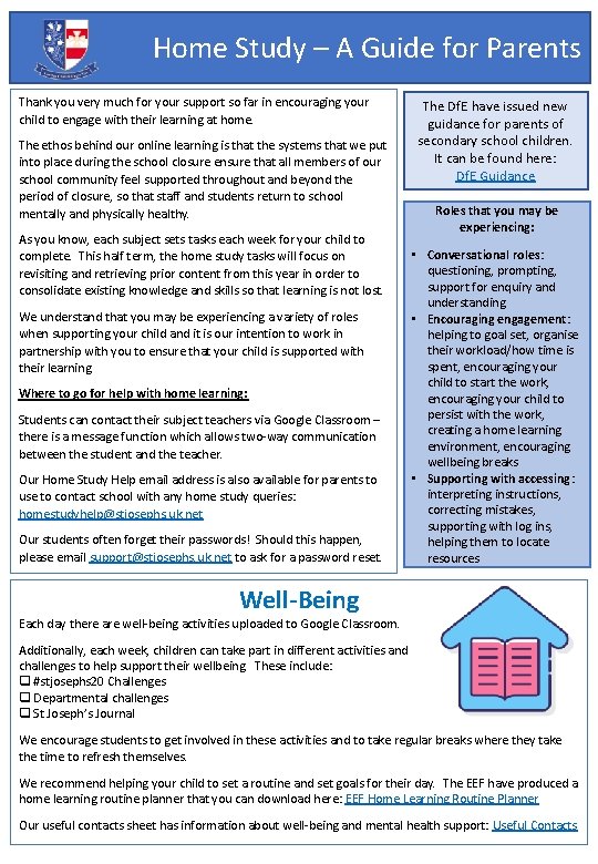 Home Study A Guide for Parents Thank you