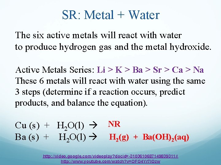 Chapter 7 Chemical Reactions Balancing Equations Types of