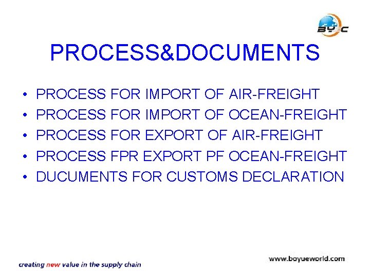 PROCESSDOCUMENTS PROCESS FOR IMPORT OF AIRFREIGHT PROCESS FOR