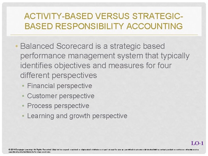THE BALANCED SCORECARD STRATEGICBASED CONTROL CHAPTER 13 2014