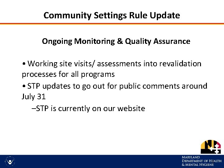 Community Settings Rule Update Rebecca Oliver Policy Analyst
