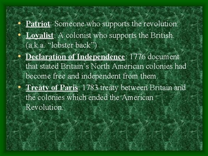 The American Revolution Vocabulary Stamp Act A tax