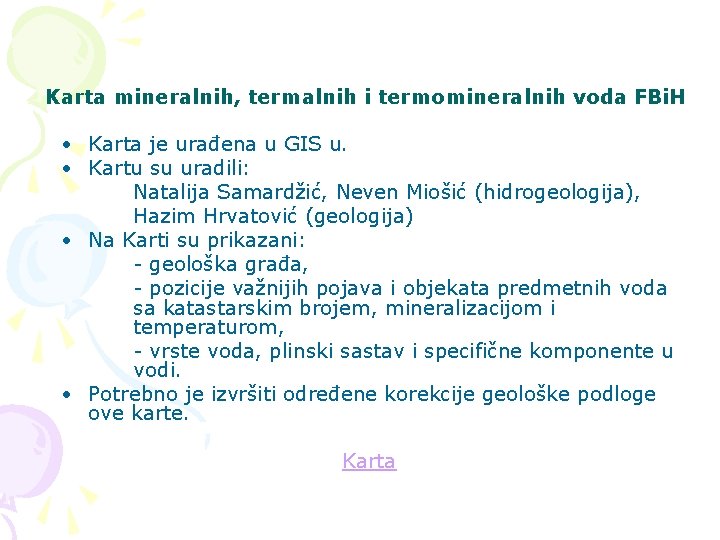 KATASTAR MINERALNIH TERMALNIH I TERMOMINERALNIH VODA FEDERACIJE BOSNE