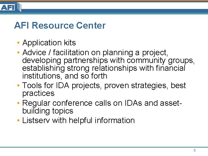 Welcome AFI Program Overview Grant Application Process Webinar