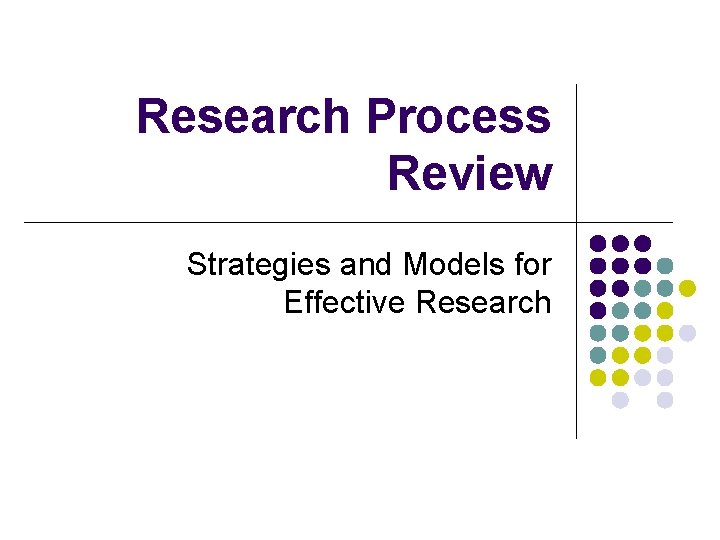 Research Process Review Strategies and Models for Effective