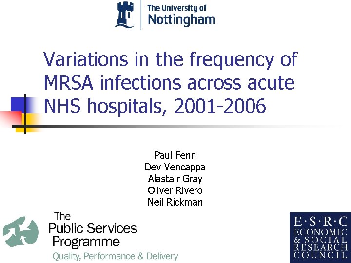 Variations in the frequency of MRSA infections across