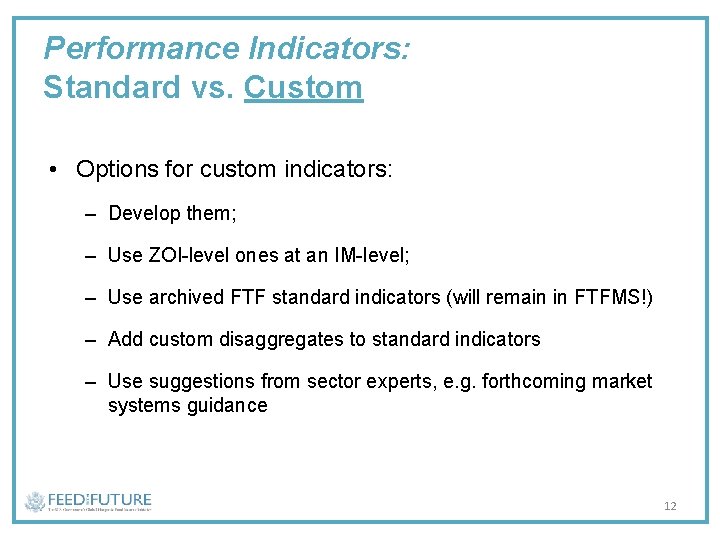 Feed the Future MEL Webinar Series Standard Indicator