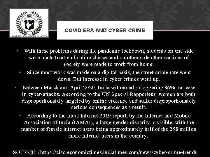 COVID19 AND CYBER CRIME IN INDIA Name Munis