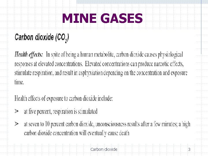 MINE GASES 1 MINE GASES Measurement Gases are